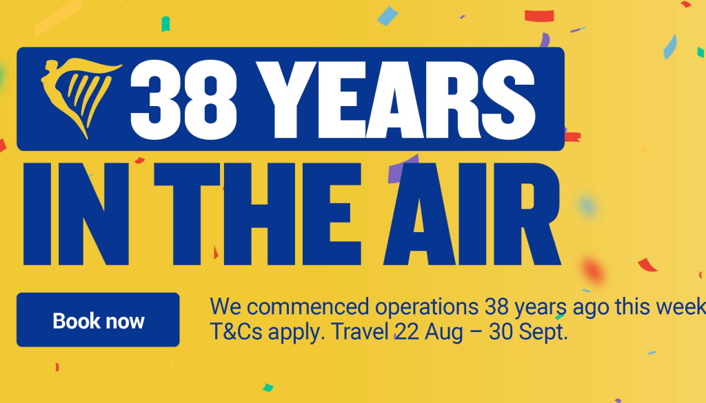 Ryanair festeggia 38°compleanno con una promozione flash - Travelnostop