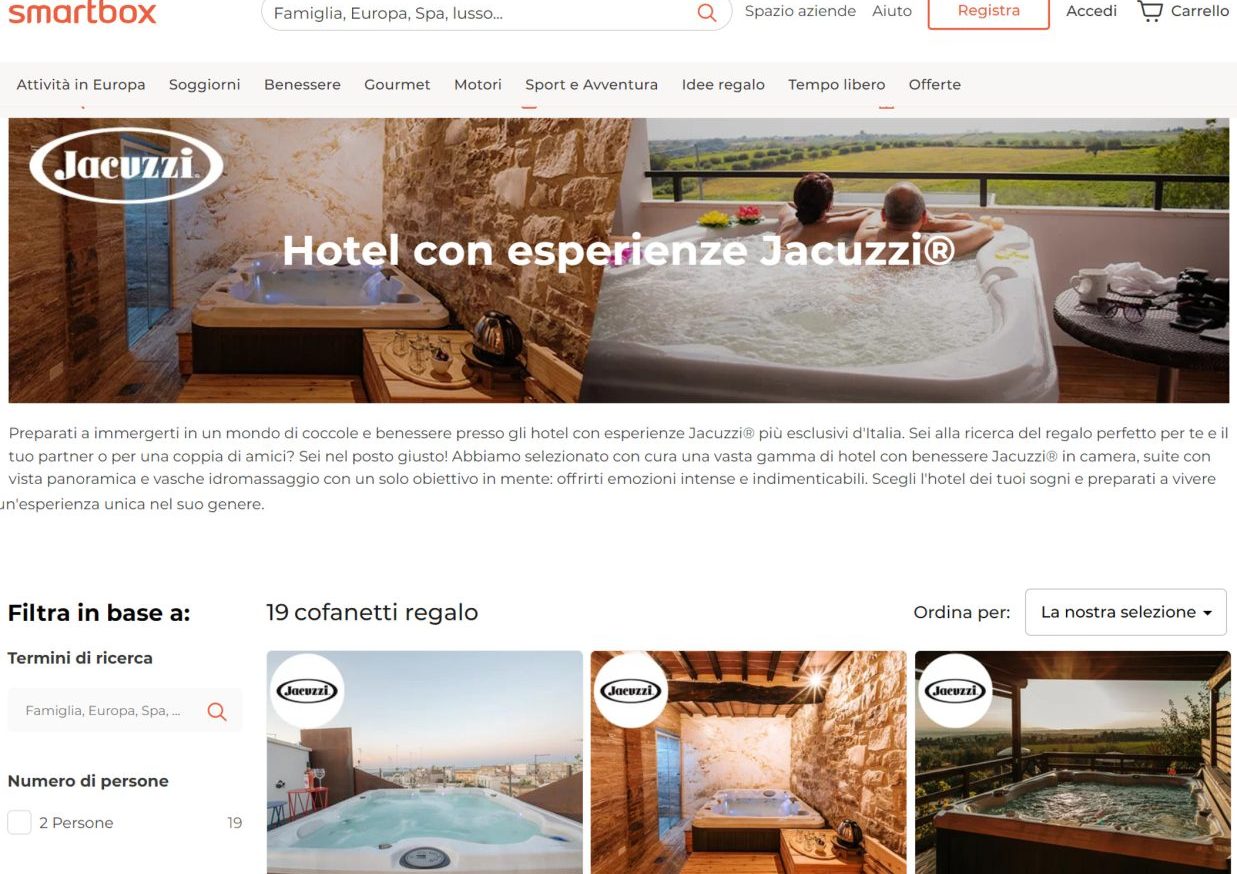 Jacuzzi e Smartbox insieme per promuovere il wellness-hospitality ...