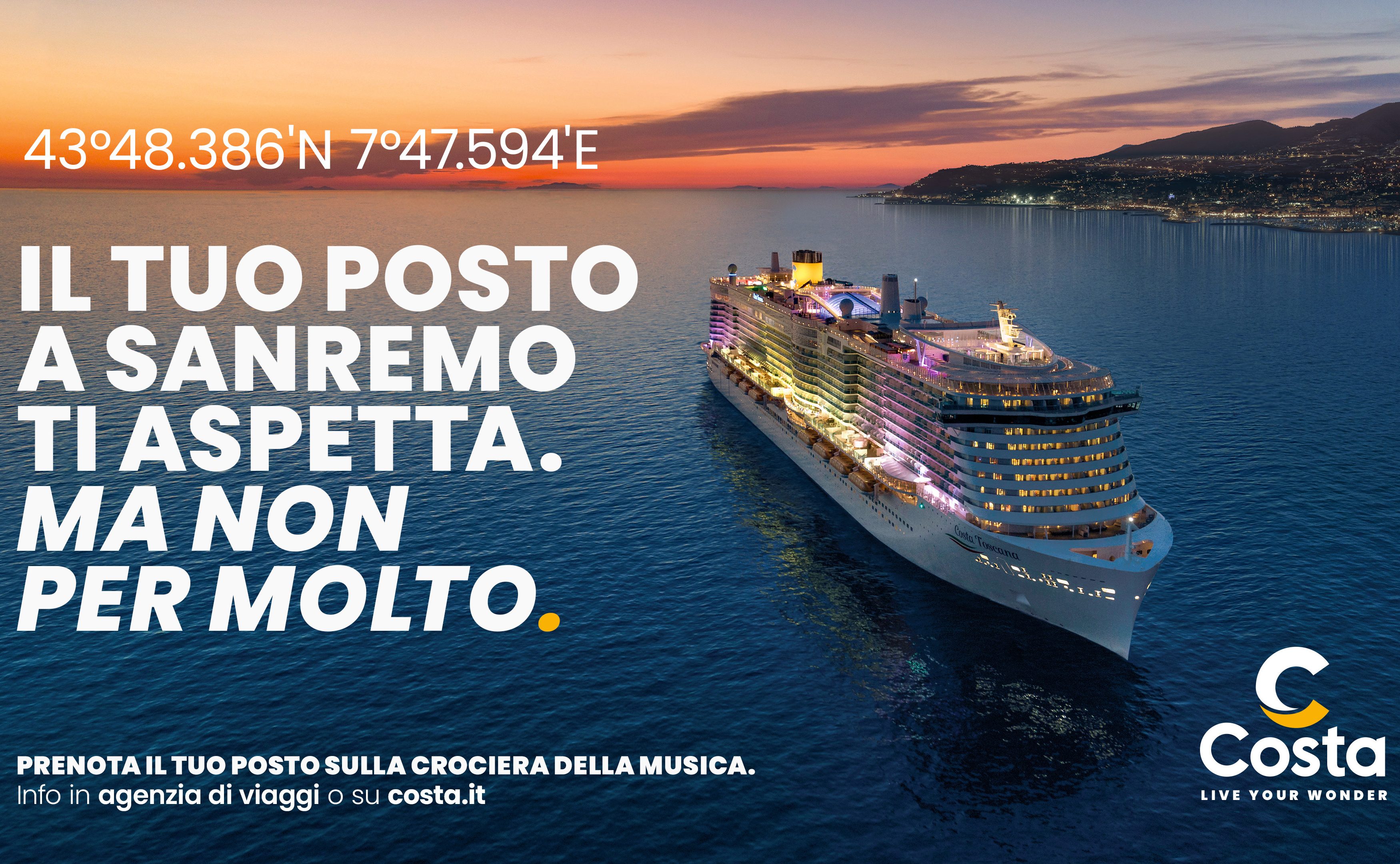 Costa Crociere torna a Sanremo con la Crociera della Musica - Travelnostop